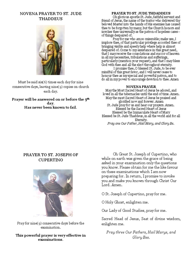 Novena Prayer To St. Jude Thaddeus | PDF