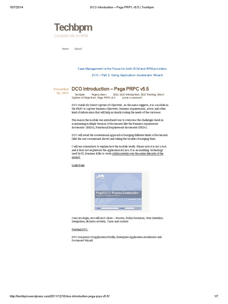 DCO Introduction - Pega PRPC v5 | PDF | Business Process Management ...
