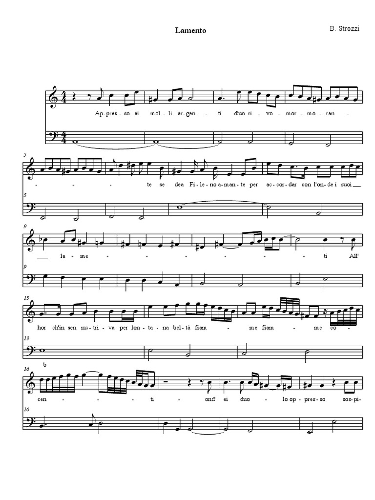 Barbara Strozzi Lamento PDF | PDF | Compositions musicales vocales | Compositions