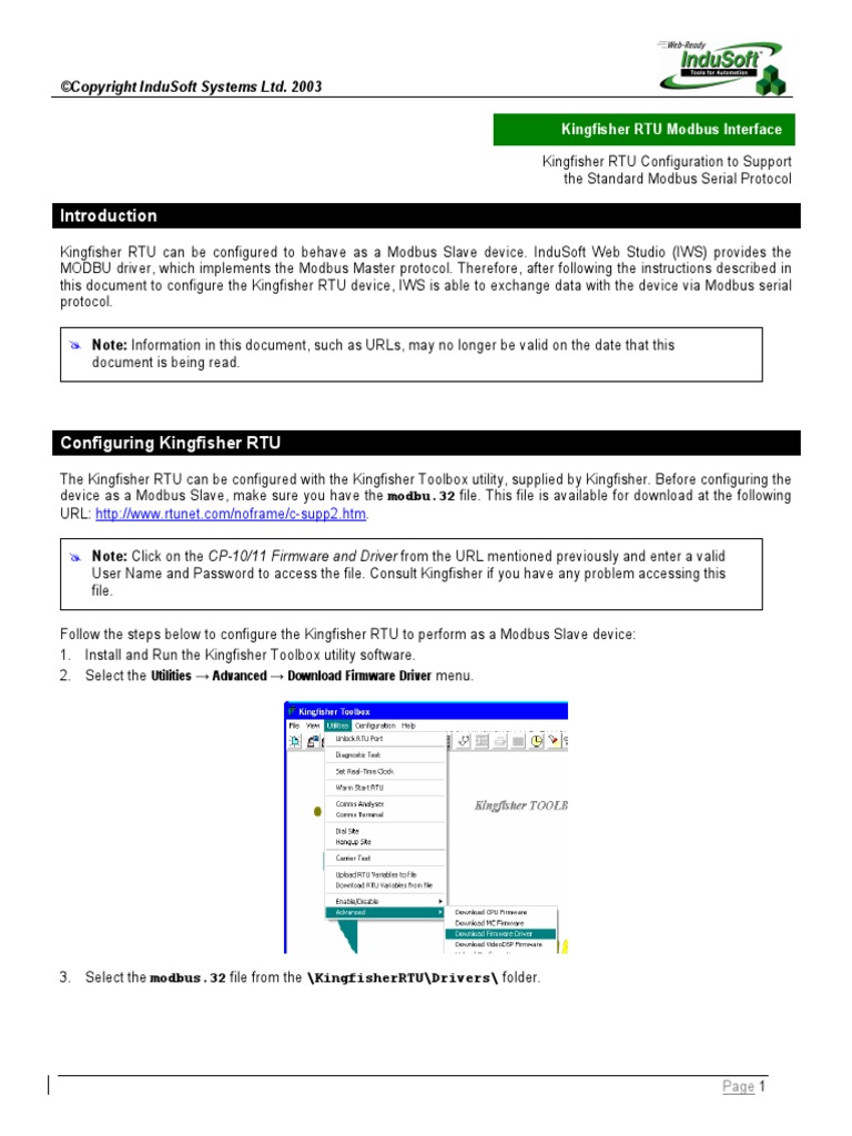 Kingfisher Rtu Mod Bus | PDF | Input/Output | Device Driver