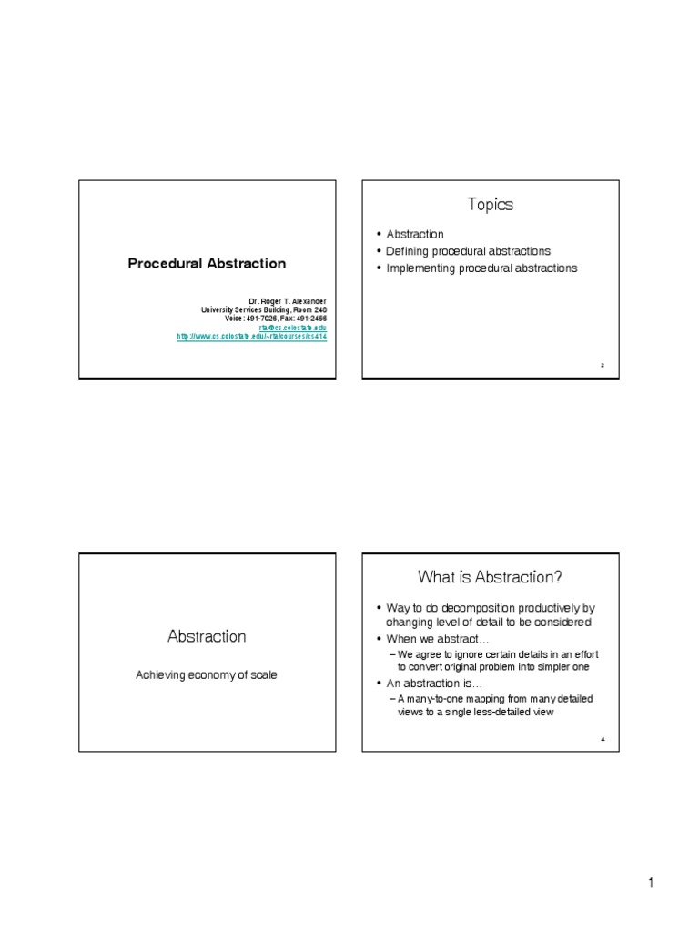 Procedural Abstraction Pdf Parameter Computer Programming Subroutine