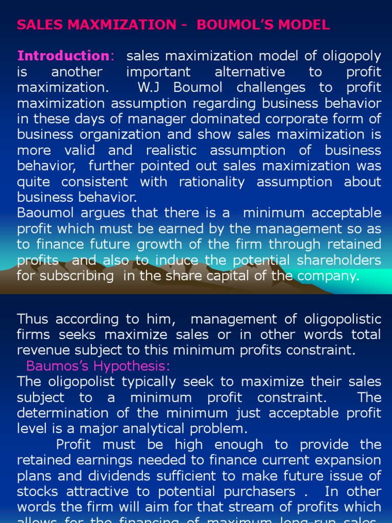 Sales Maximization | PDF | Profit (Accounting) | Oligopoly