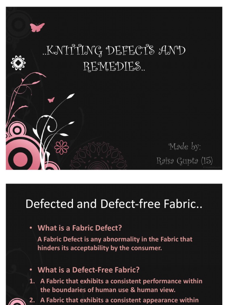 Knitting Defects | PDF | Knitting | Yarn