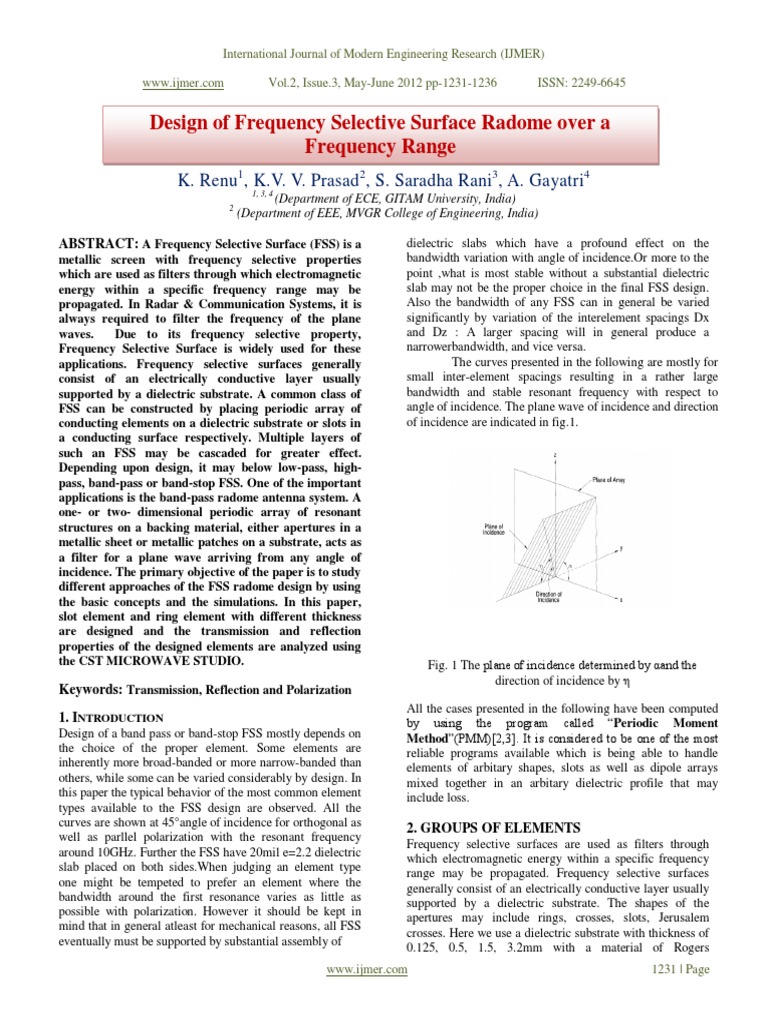 Design of Frequency Selective Surface Radome Over A Frequency Range ...