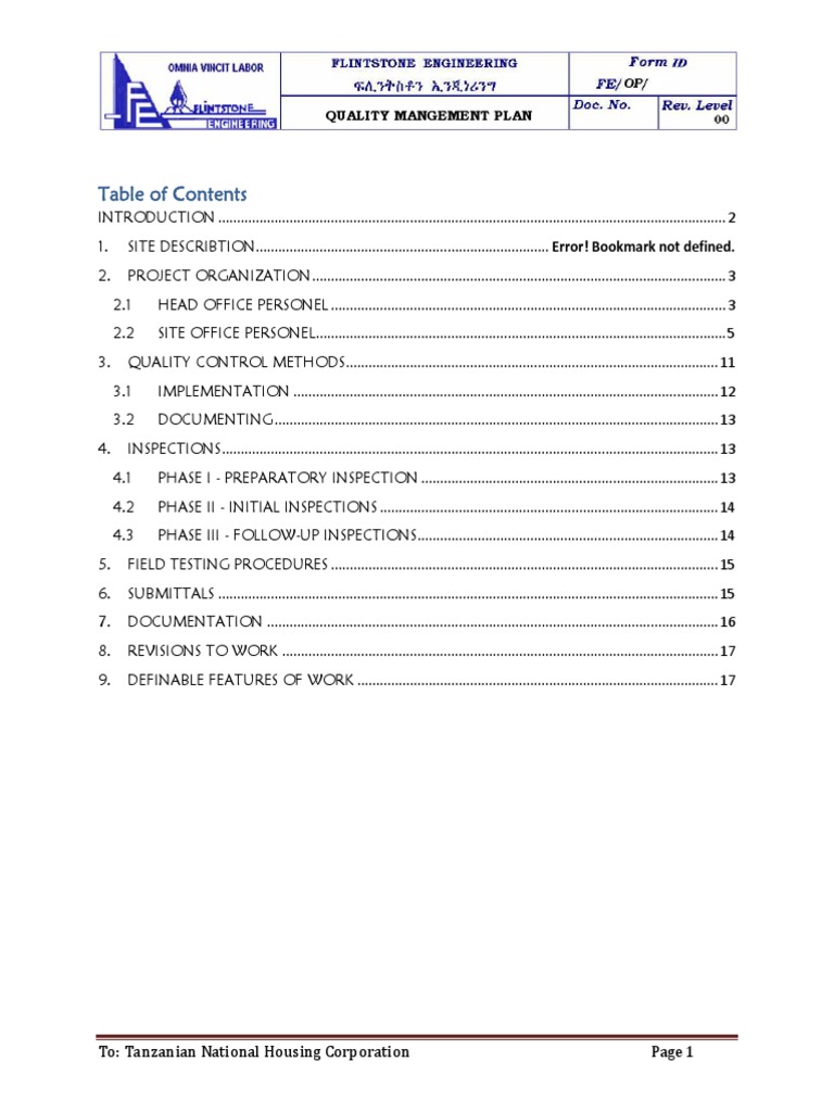 Construction Quality Control Plan Overview | PDF | Specification ...