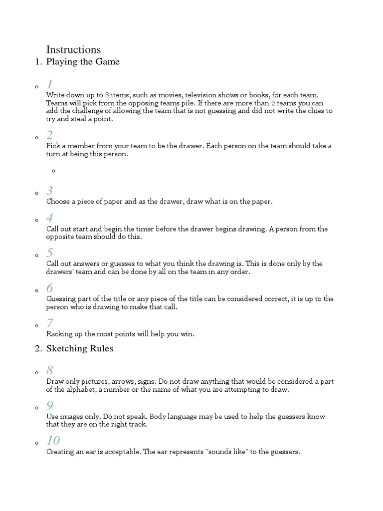 Charades Instructions | PDF
