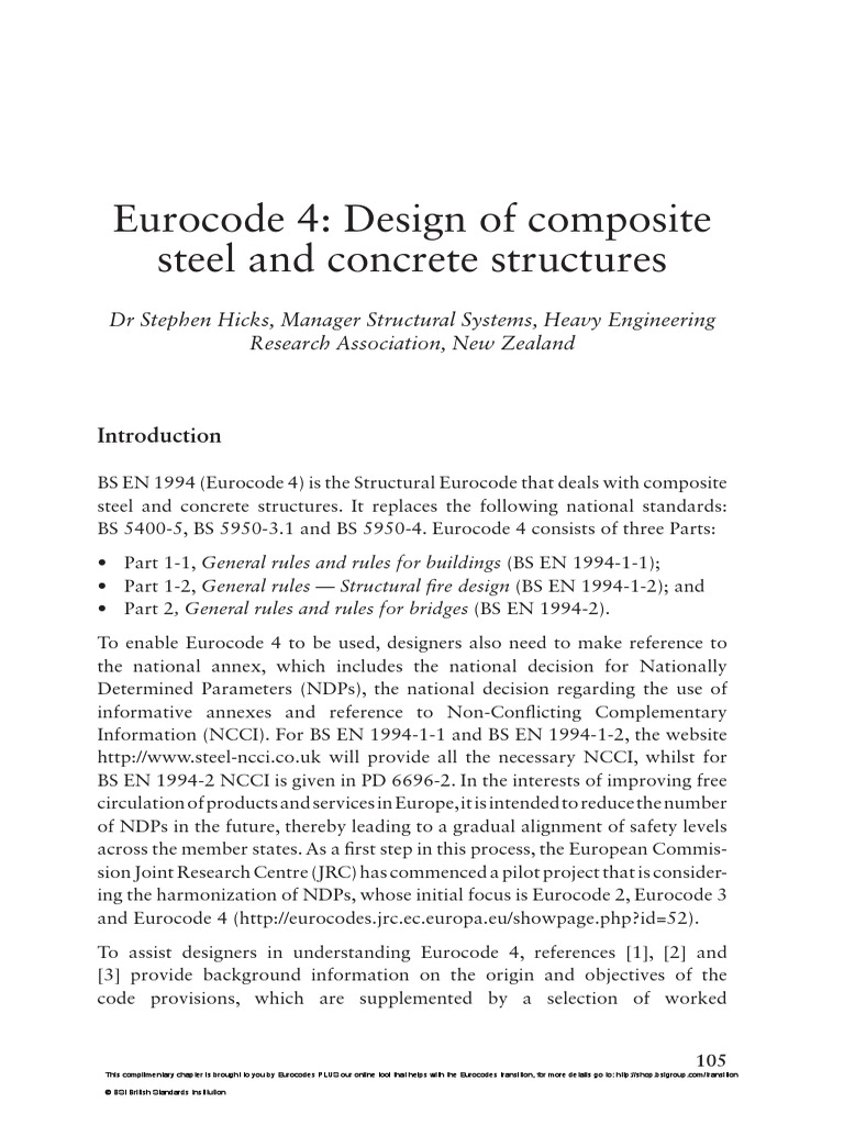 Eurocode 4 Design of Composite Steel and Concrete Structures | PDF