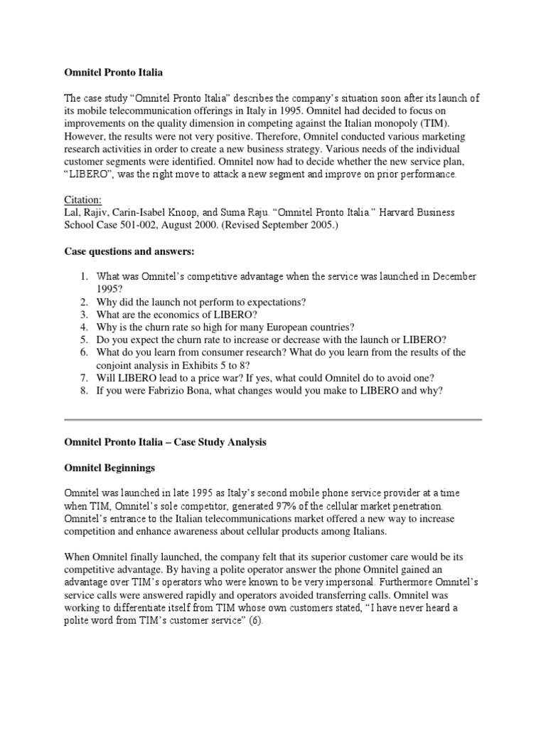Omnitel Pronto Full Report On Omnitel Pronto Italia | PDF | Mobile Phones | Subscription ...