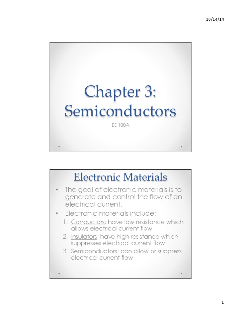 Chapter 3: Semiconductors: Electronic Materials | PDF | Semiconductors | Doping (Semiconductor)