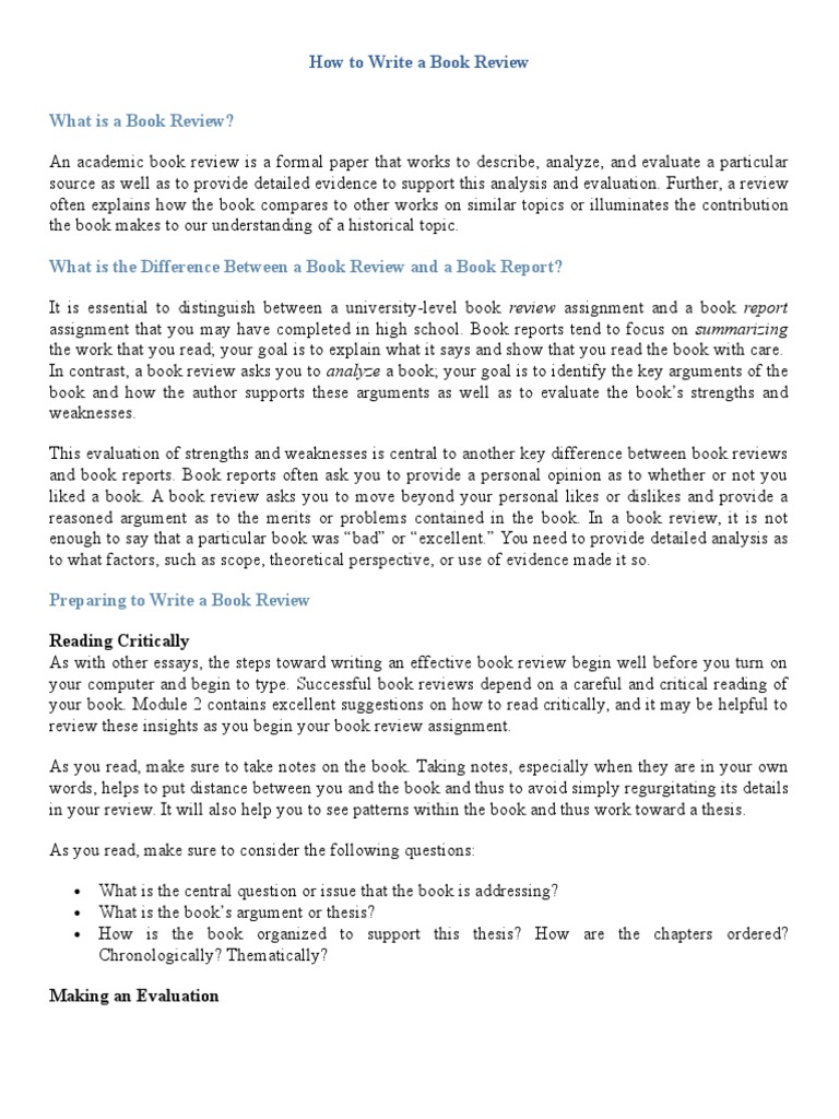 How To Write A Book Review | PDF | Thesis | Evaluation