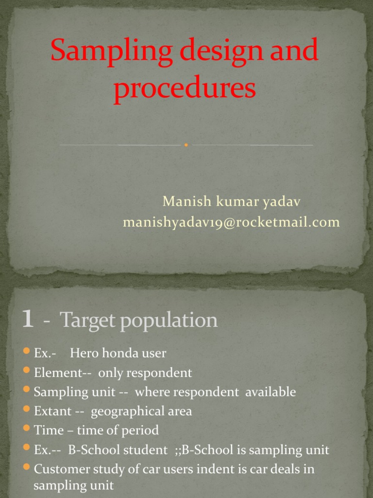 Sampling Design and Procedures | PDF | Sampling (Statistics) | Level Of ...