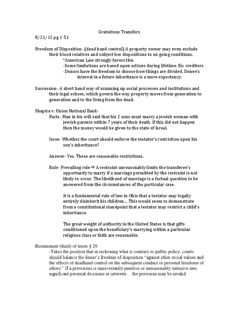 Understanding Gratuitous Transfers | PDF | Probate | Will And Testament