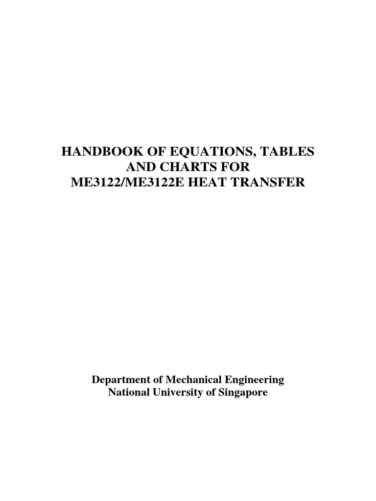 ME3122 Handbook of Heat Transfer Equations 2014 | PDF | Heat Transfer ...