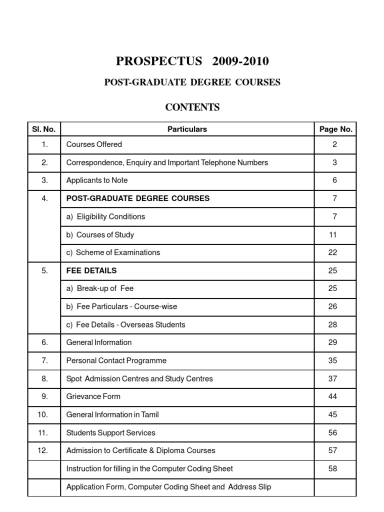 Prospectus 2009 2010 | PDF | University And College Admission | Master ...