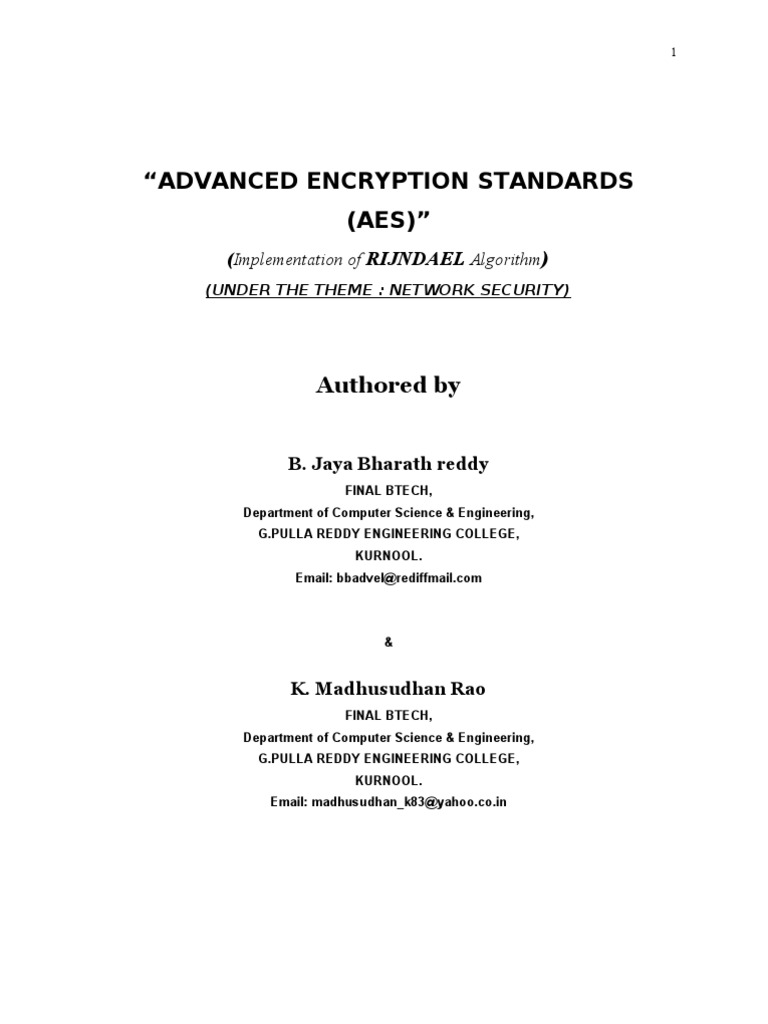 AES Rijndael Algorithm for Network Security | PDF | Cryptography ...