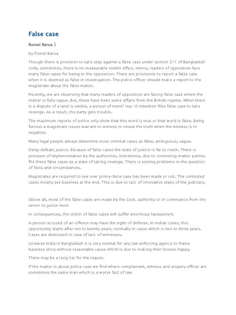 False Case: Romel Barua | PDF | Magistrate | Witness