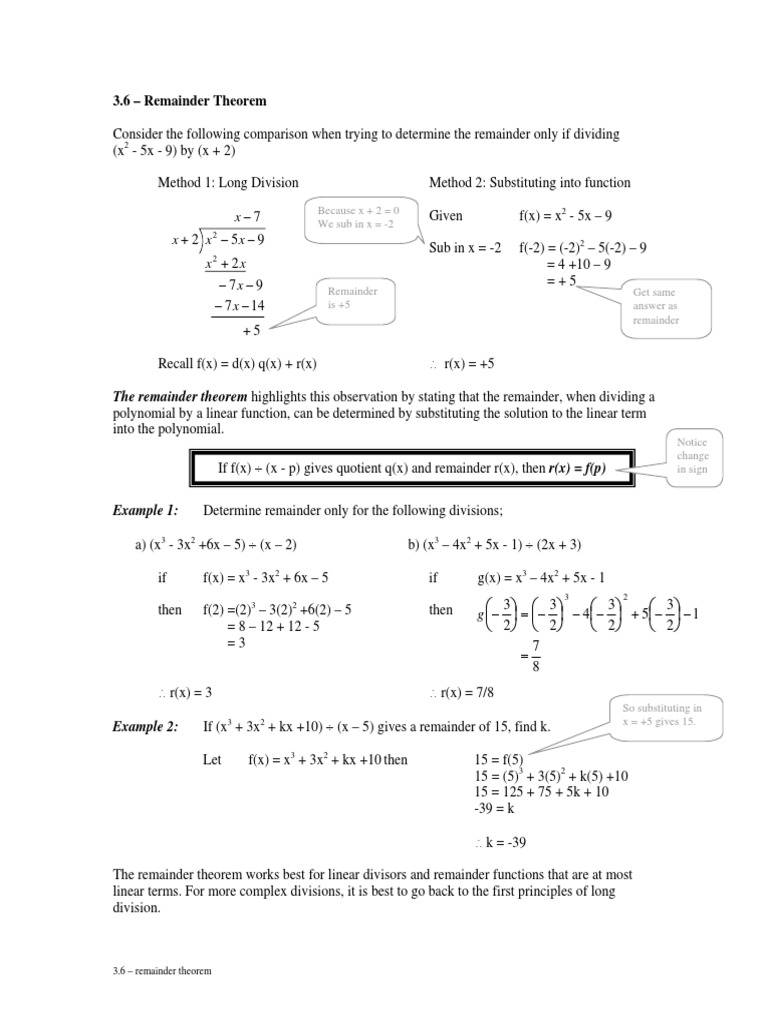 Remainder Theorem | Polynomial | Theorem