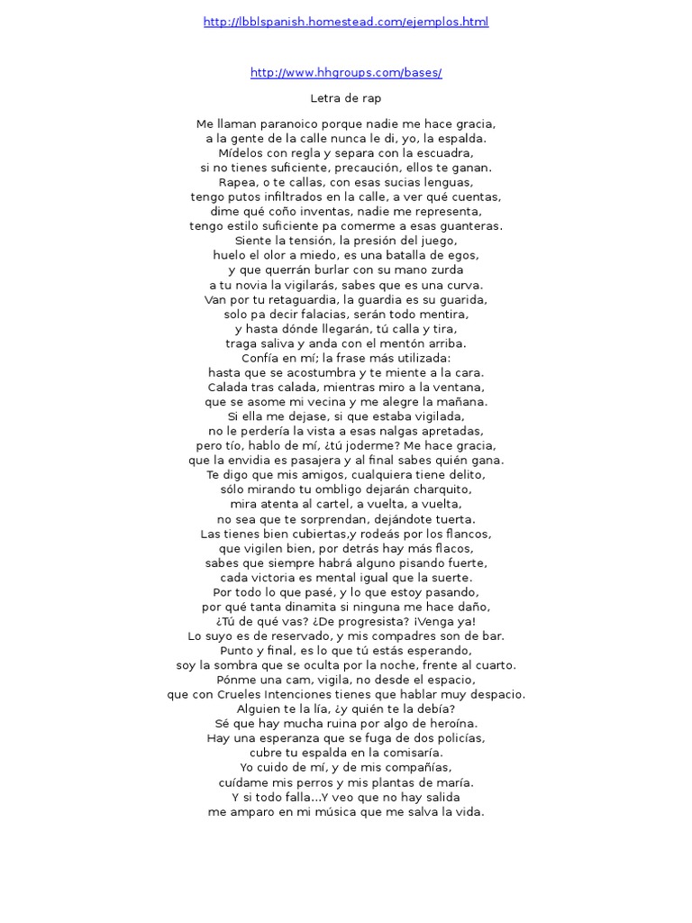 Letra de Rap | PDF