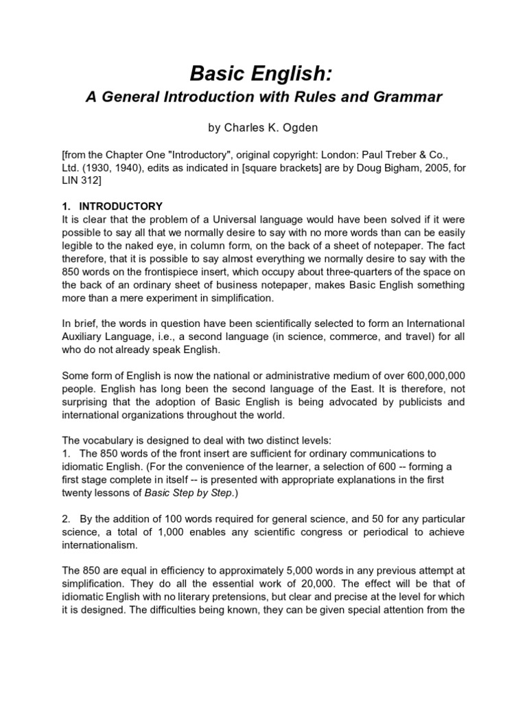 Basic English:A General Introduction With Rules and Grammar | PDF ...