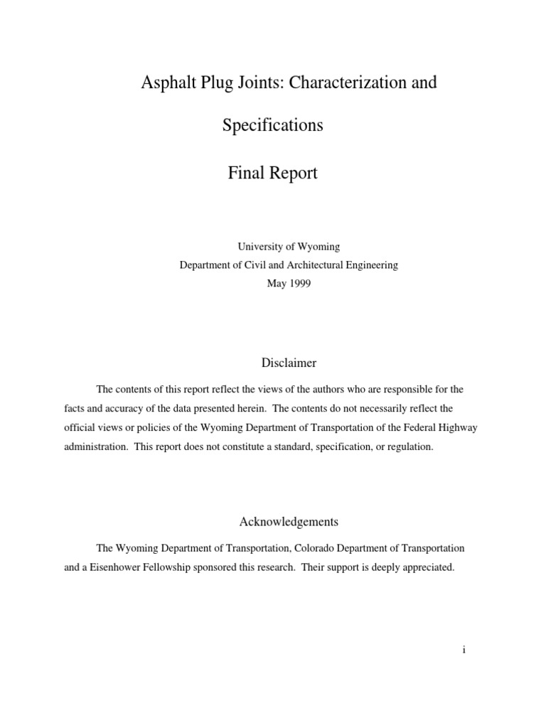 Asphalt Plug Joints: Specs & Guidelines | PDF | Strength Of Materials ...