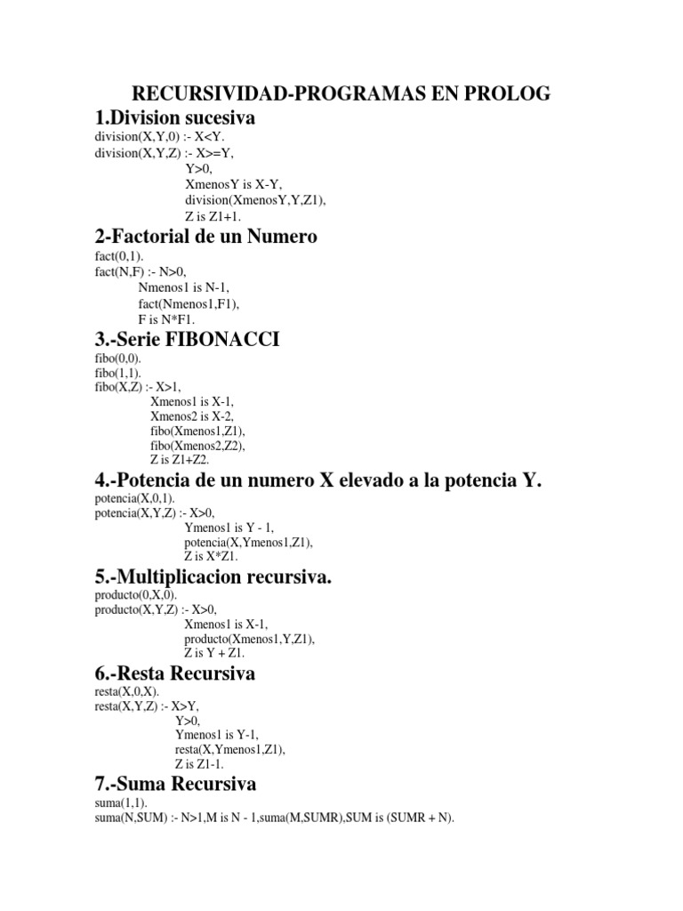 Ejercicios Recursividad Prolog | PDF