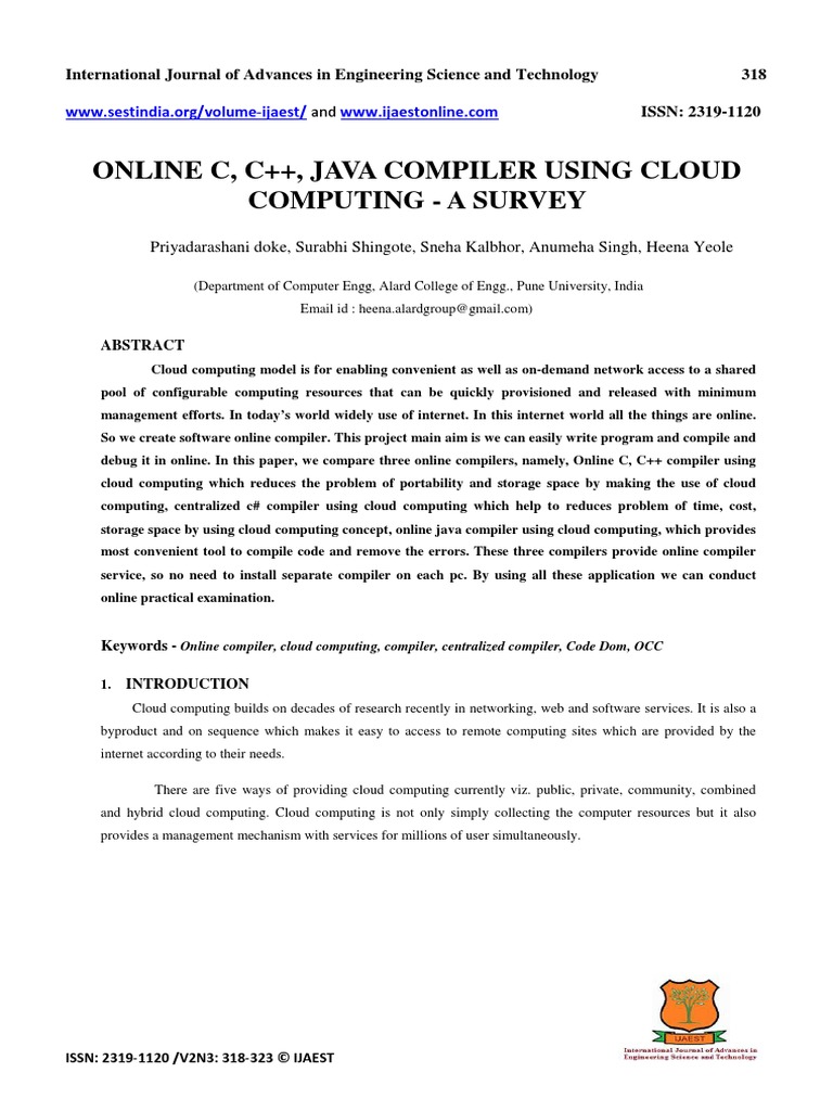 Online C, C++, Java Compiler Using Cloud Computing - A Survey | PDF ...