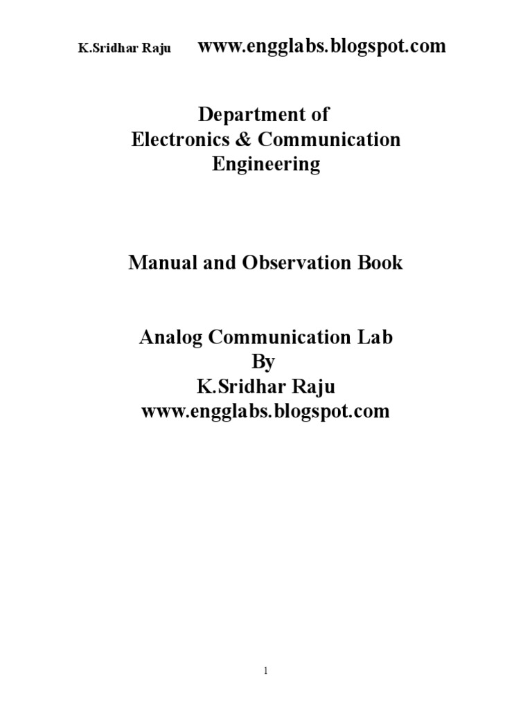 Analog Communication Lab Manual | PDF | Modulation | Amplifier