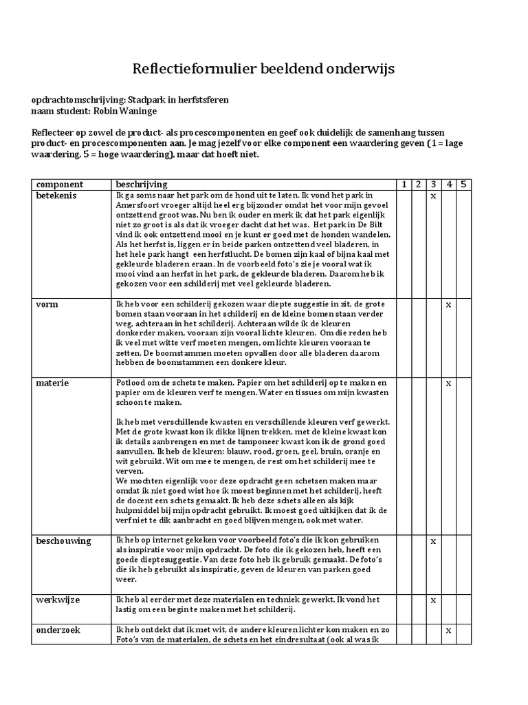 Reflectie Formulier | PDF