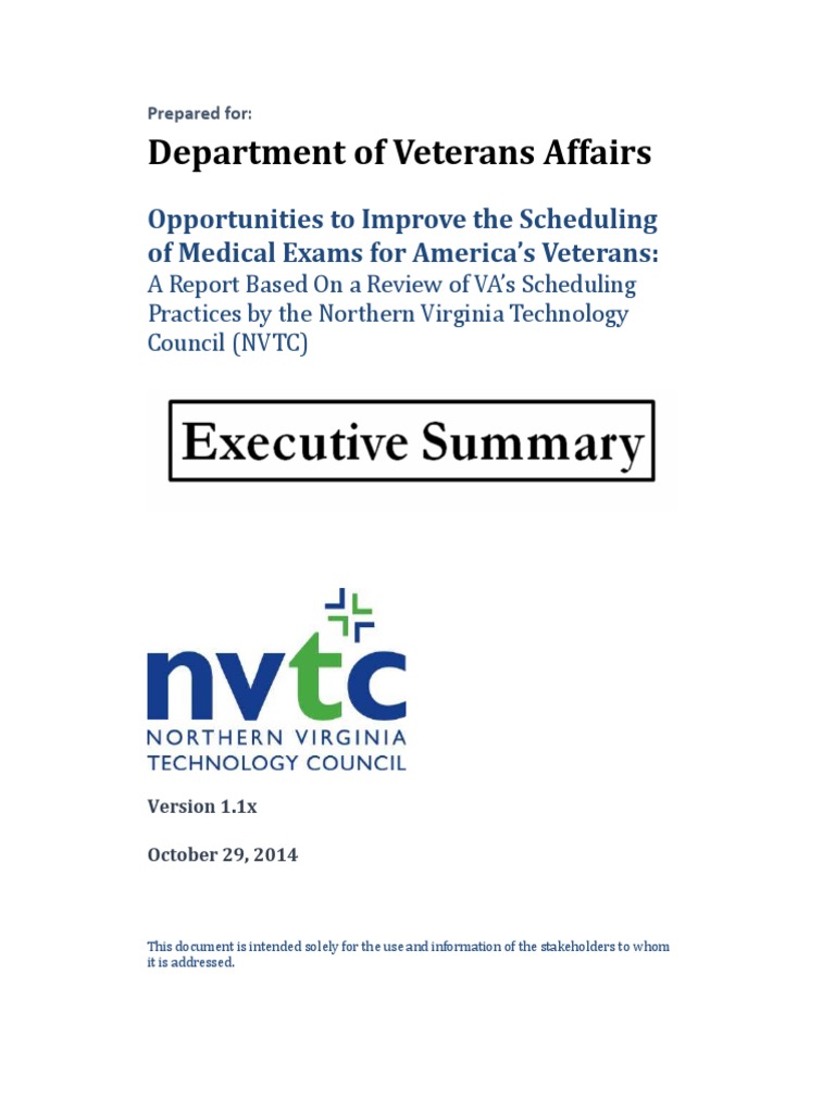 NVTC Final Report To VA Executive Summary | PDF | Veterans Health ...