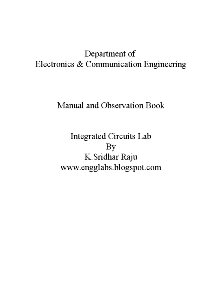 Integrated Circuits Lab | PDF | Amplifier | Operational Amplifier