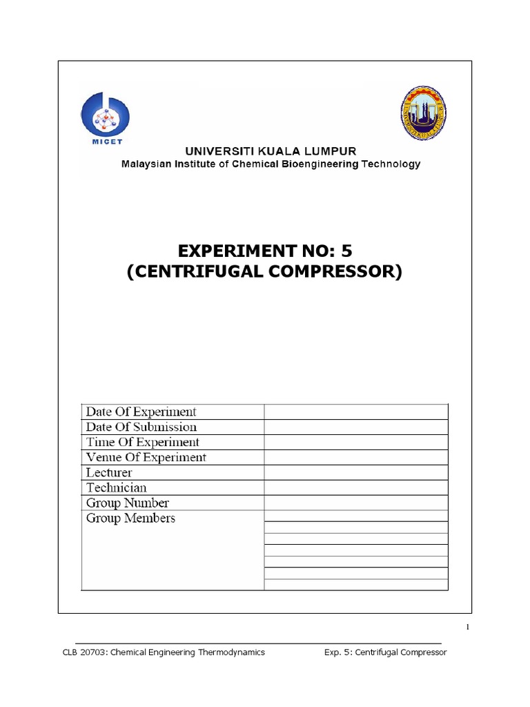 Exp 4 Centrifugal Compressor | PDF | Gas Compressor | Gas Technologies