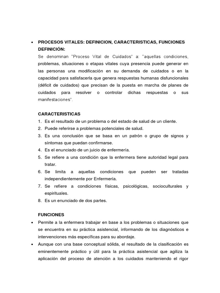 Procesos Vitales | PDF | Enfermería | Medicina CLINICA