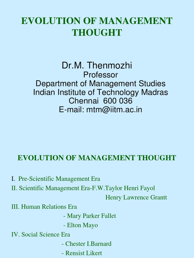 Evolution of Management Thought | PDF | Science And Technology | Science
