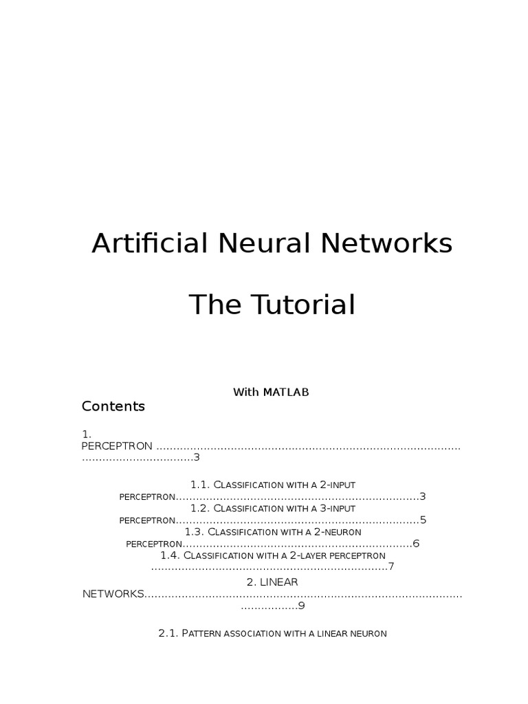 Artificial Neural Networks - The Tutorial With Matlab | PDF | Multivariate Statistics ...
