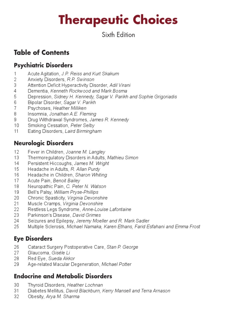 Therapeutic Choice List | PDF | Clinical Medicine | Medical Specialties