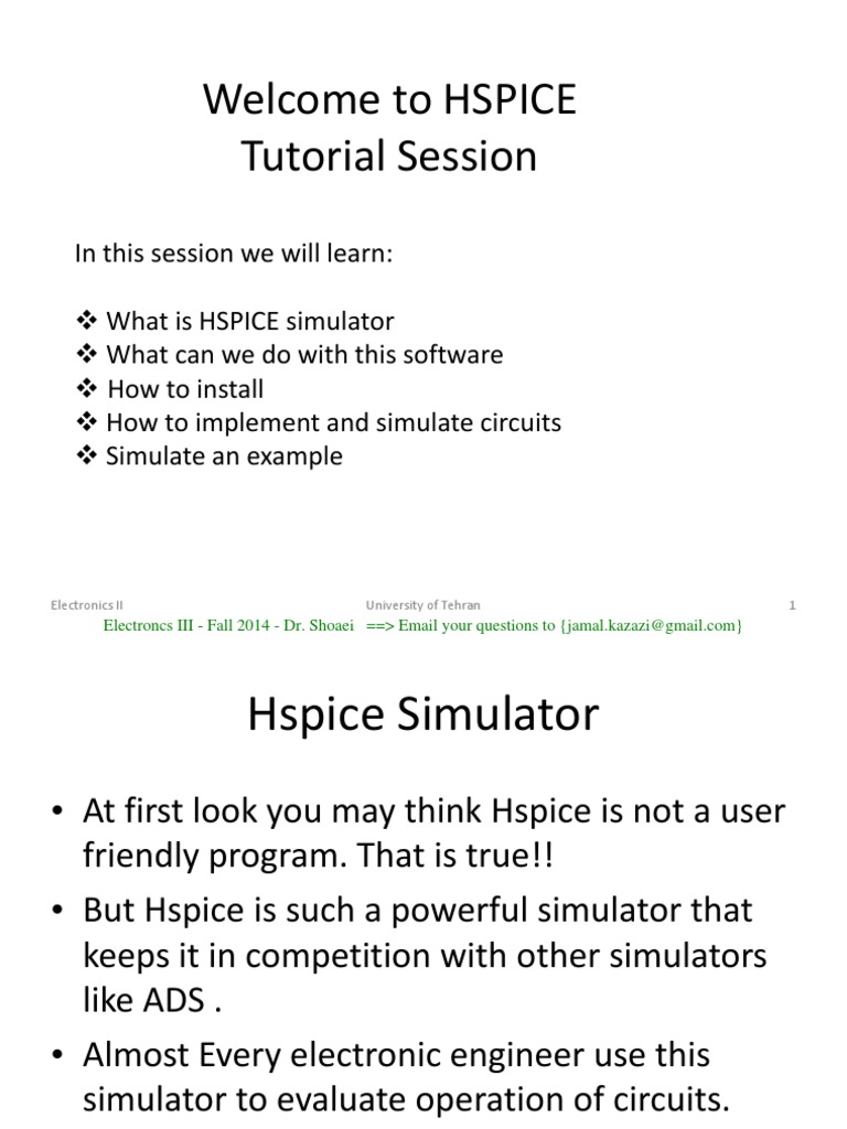 Hspice Tutorial | PDF | Spice | Electrical Network