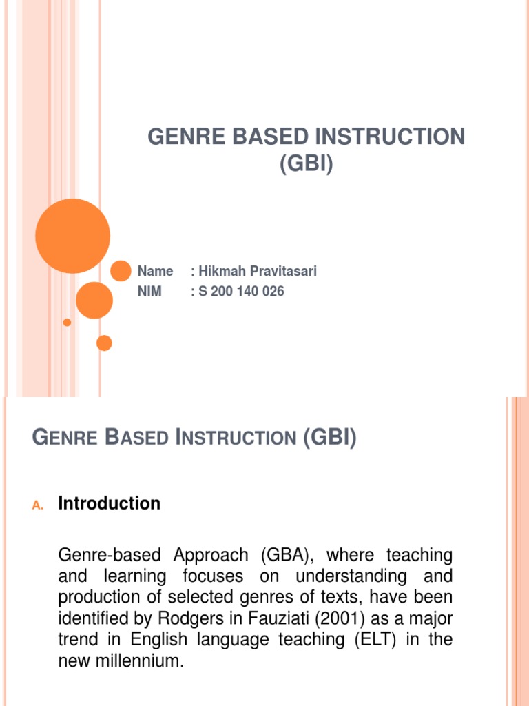 Genre-Based Instruction in ELT | PDF | English As A Second Or Foreign ...