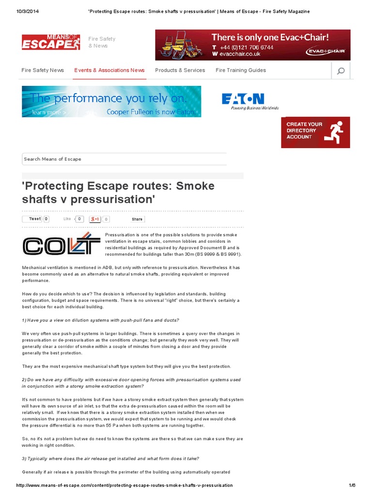 'Protecting Escape Routes - Smoke Shafts V Pressurisation' - Means of ...