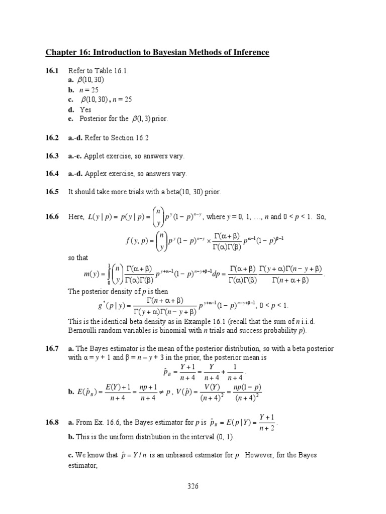 Chapter 16: Introduction To Bayesian Methods of Inference: P P y N P y ... Chapter 16: Introduction To Bayesian Methods of Inference: P P y N P y ...