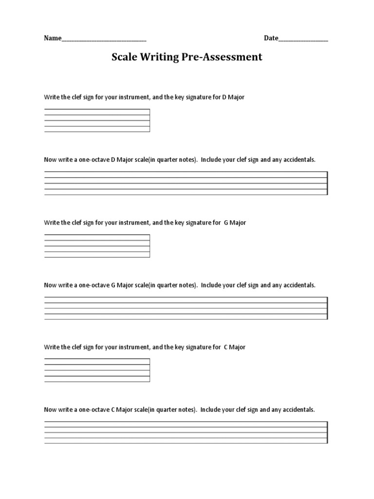 Scale Writing Pre-Assessment | PDF