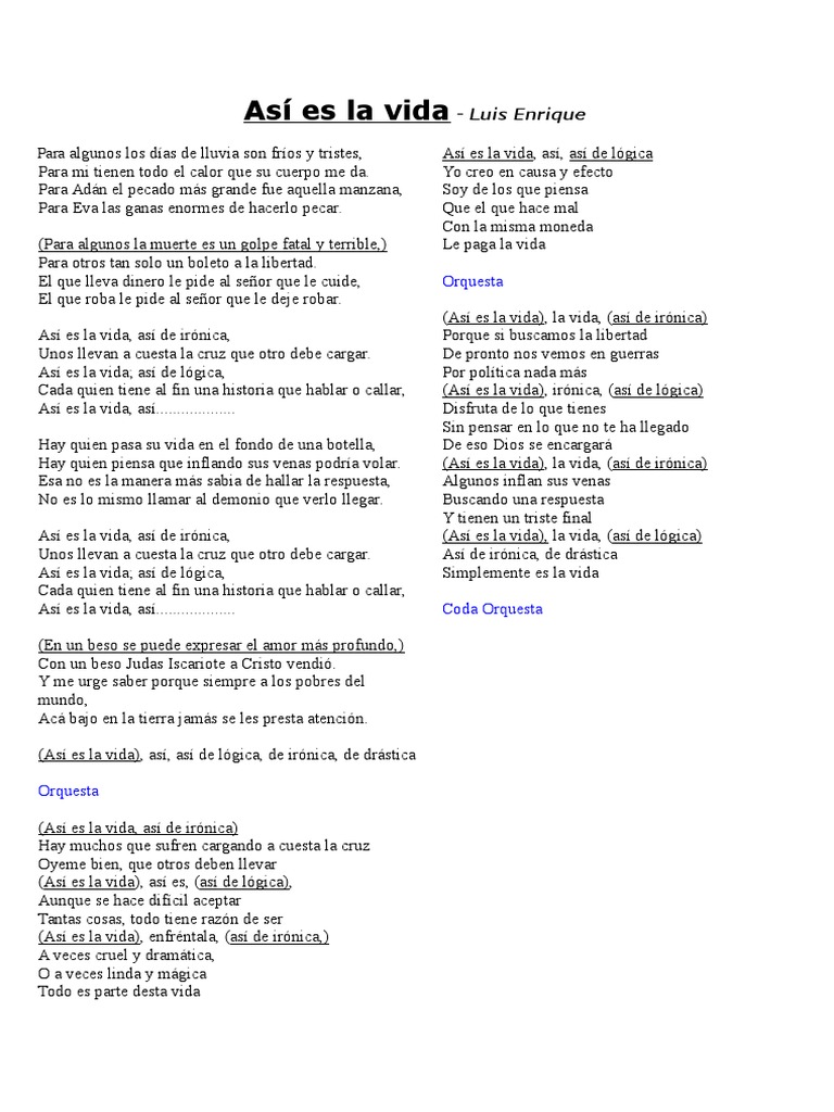 Asi Es La Vida-Luis Enrique | PDF