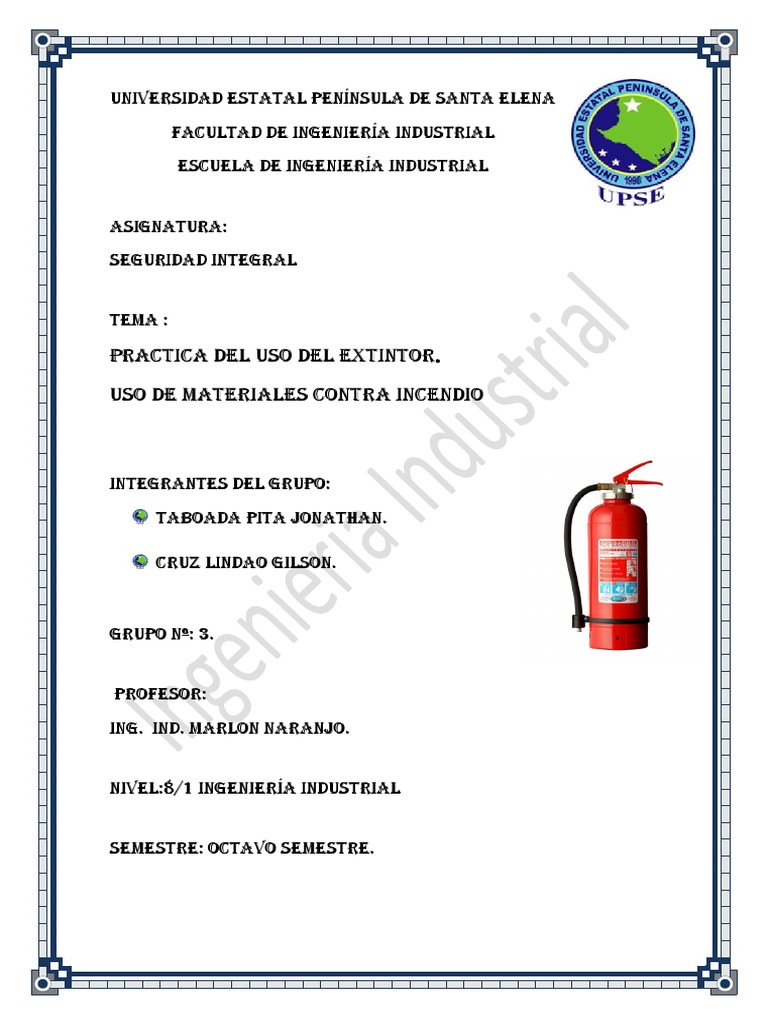 Seguridad Integral (Uso de Extintores Practica) | PDF | Incendios | Agua