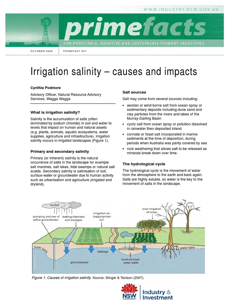 Fact Sheet - Irrigation Salinity | PDF | Groundwater | Soil
