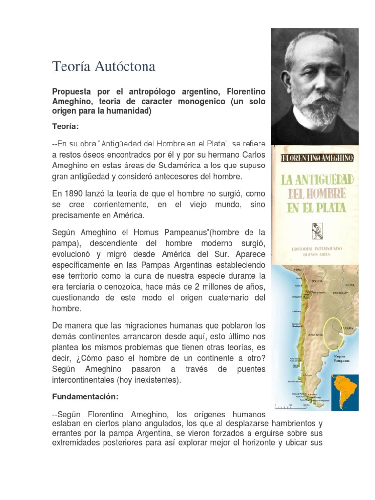 Teoría Autóctona de Florentino Ameghino | PDF | Homo Sapiens | América ...