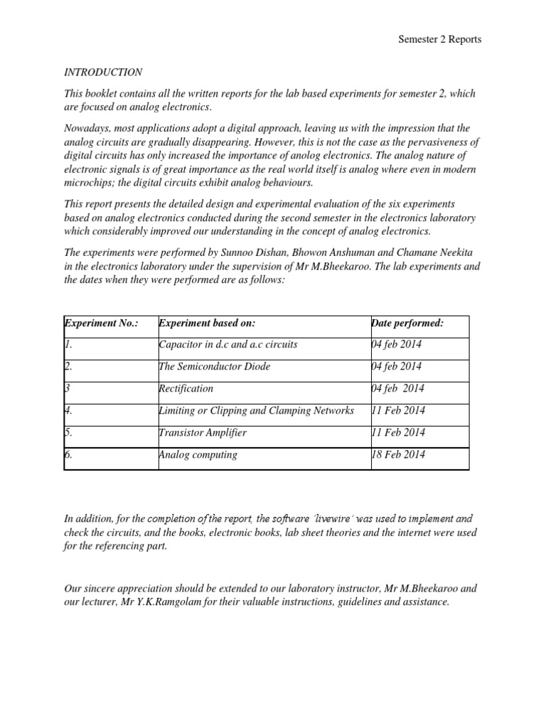 Experiment 1 Electronics 1 Final 1. | PDF | Rectifier | Capacitor