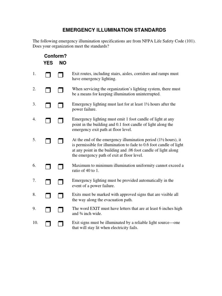 Illumination Checklist | PDF