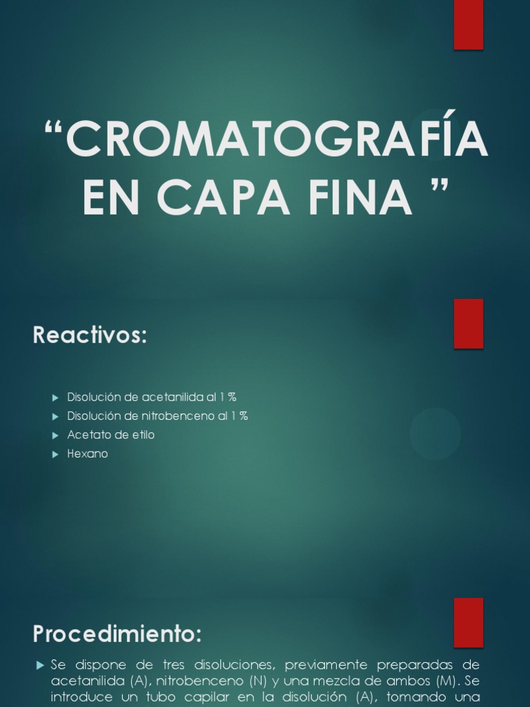 Cromatografía en Capa Fina | PDF