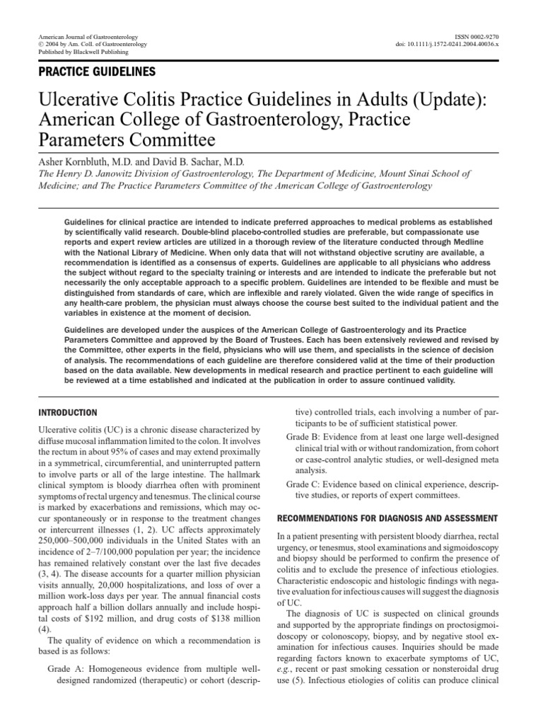 ACG Guidelines For Ulcerativecolitis PDF | PDF | Crohn's Disease ...