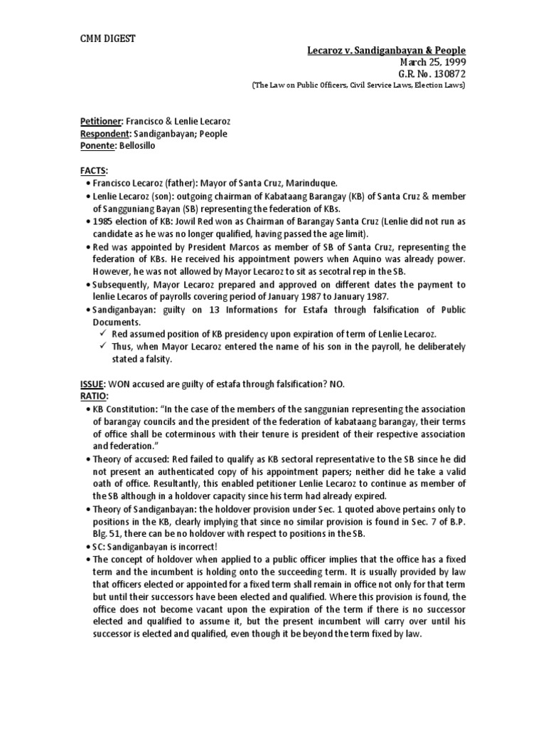 Lecaroz v. Sandiganbayan | PDF | Oath Of Office | Social Institutions
