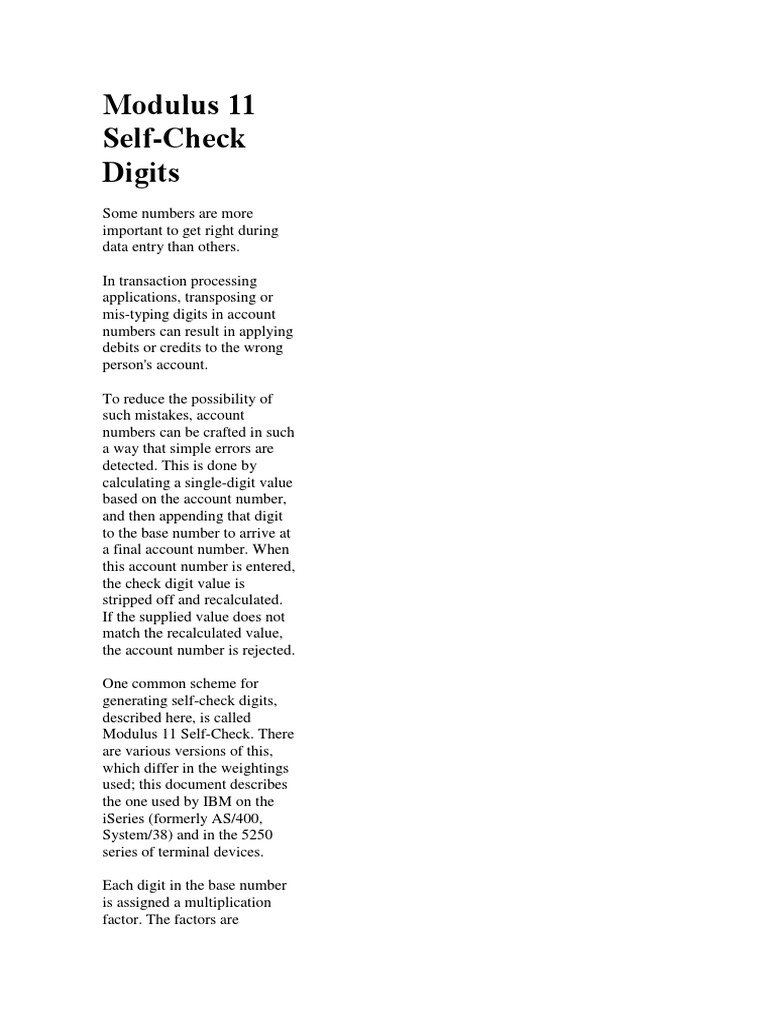 Modulus 11 Self | PDF | Universal Product Code | Identity Document